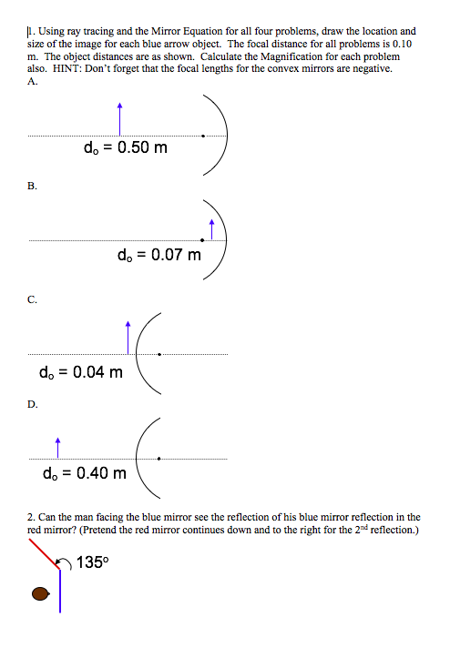 Solved Using ray tracing and the Mirror Equation for all | Chegg.com