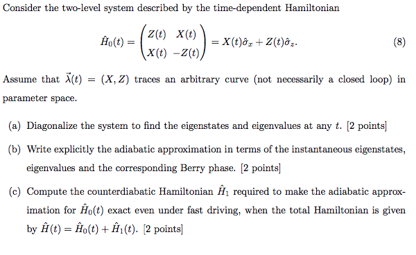 Consider the two-level system described by the | Chegg.com