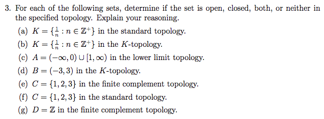 Solved 3. For each of the following sets, determine if the | Chegg.com