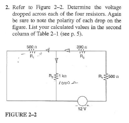 Solved Refer to Figure 2-2. Determine the voltage dropped | Chegg.com