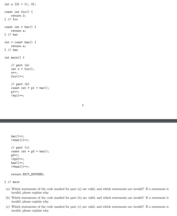Solved Assuming proper includes, which statement are valid | Chegg.com