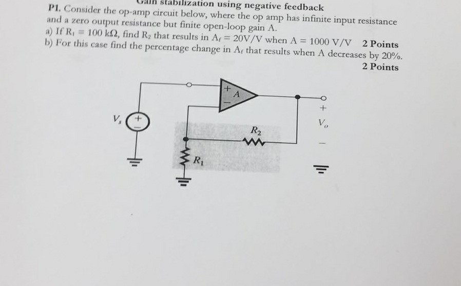 Solved Galn stabilization using negative feedback PI. | Chegg.com