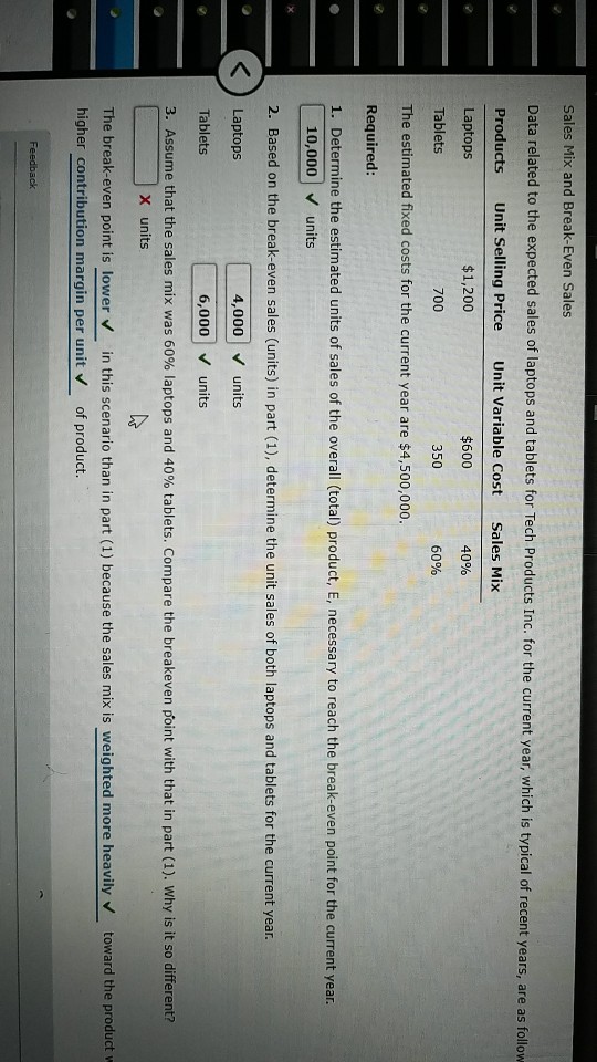 Solved Sales Mix and Break-Even Sales Data related to the | Chegg.com Solved Sales Mix and Break-Even Sales Data related to the | Chegg.com
