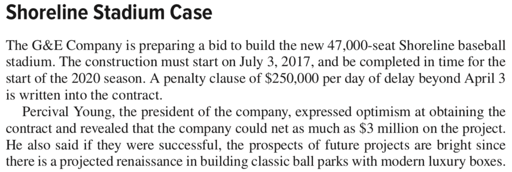 Solved Shoreline Stadium Case The G&E Company is preparing a | Chegg.com