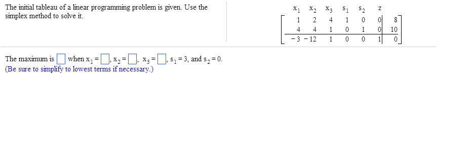 Solved The Initial Tableau Of A Linear Programming Problem 0438