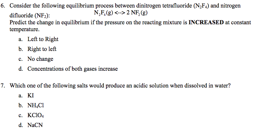 Solved Consider the following equilibrium process between | Chegg.com