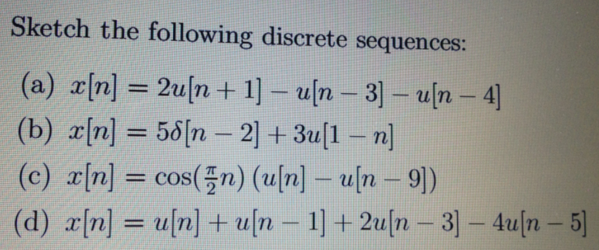Solved Sketch the following discrete sequences: | Chegg.com