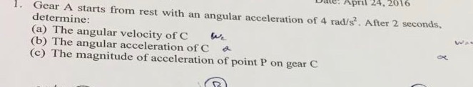 Solved Gear A starts from rest with an angular acceleration | Chegg.com