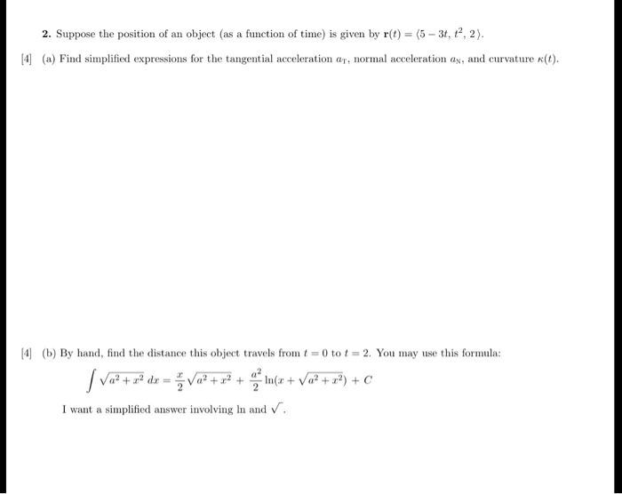 Solved Suppose The Position Of An Object As A Function Of