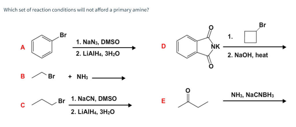 Solved Which set of reaction conditions will not afford a | Chegg.com Solved Which set of reaction conditions will not afford a | Chegg.com