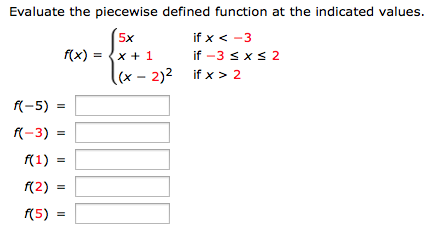 Solved Evaluate the piecewise defined function at the | Chegg.com