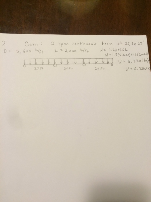Solved 2. A three span continuous beam has spans of 27, 30, | Chegg.com