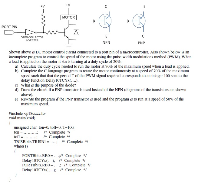 MOTOR PORT PIN OPEN COLLECTOR INVERTER NPN PNP Shown | Chegg.com