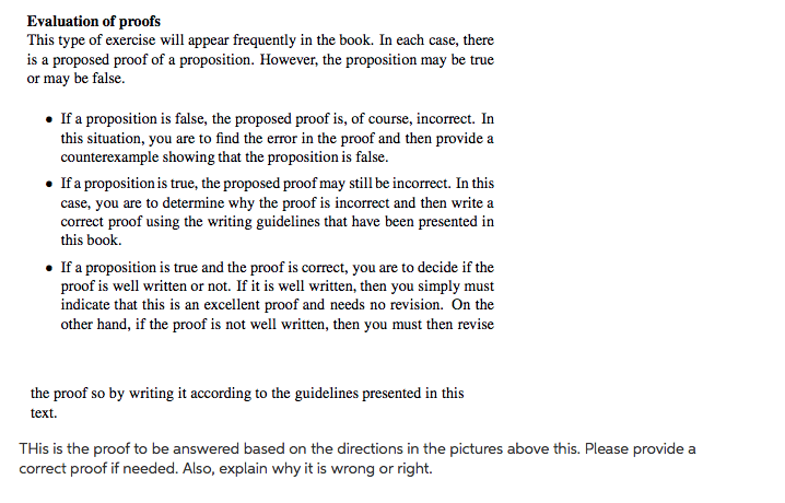 Solved Evaluation of proofs This type of exercise will | Chegg.com