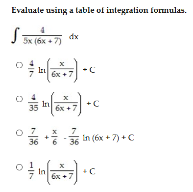 Solved Evaluate using a table of integration formulas. | Chegg.com