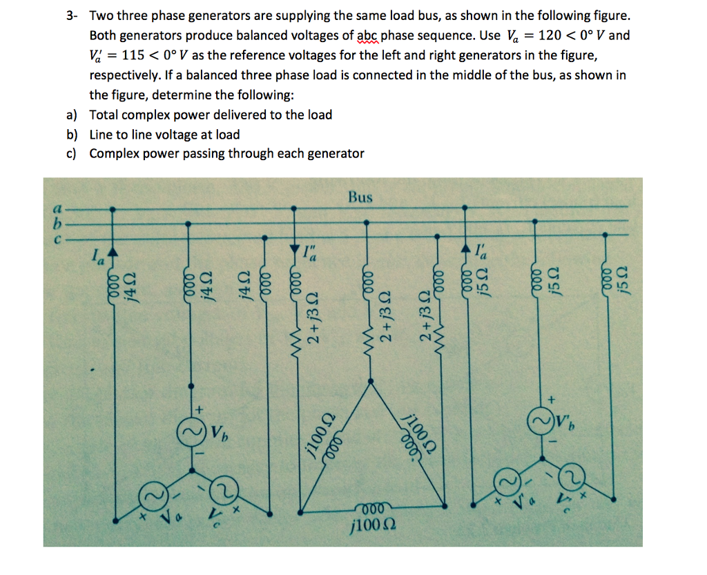 Solved 3 Two three phase generators are supplving the same | Chegg.com
