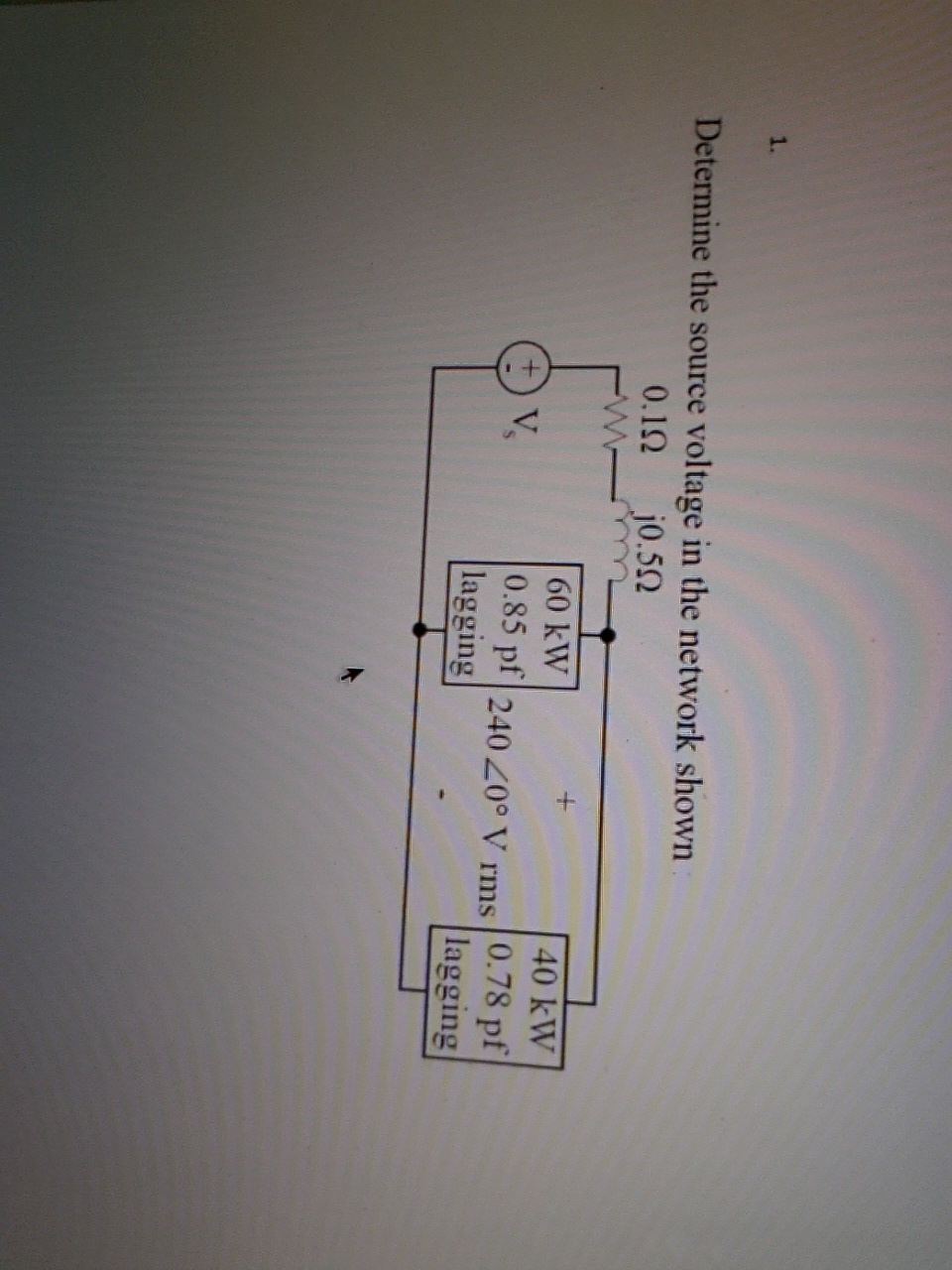 Solved Determine the source voltage in the network shown | Chegg.com