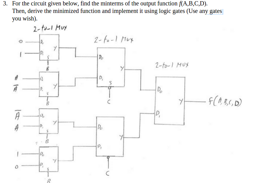 Solved 3. For the circuit given below, find the minterms of | Chegg.com