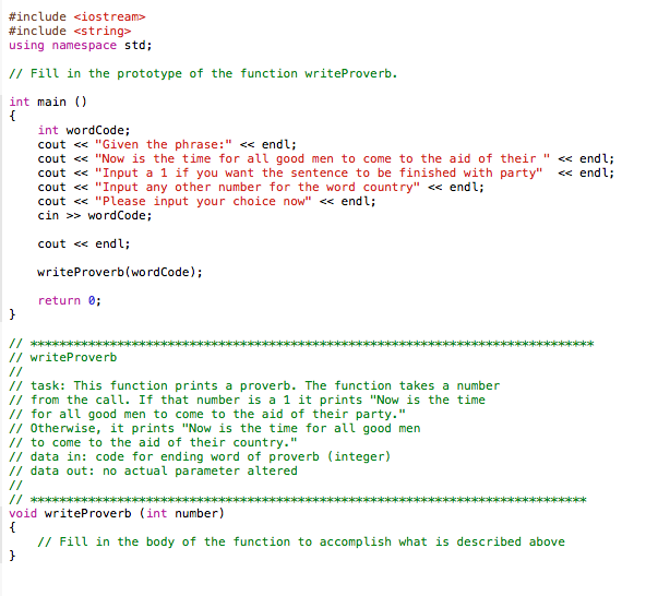 Bring in program newproverb.cpp from the Lesson Set | Chegg.com