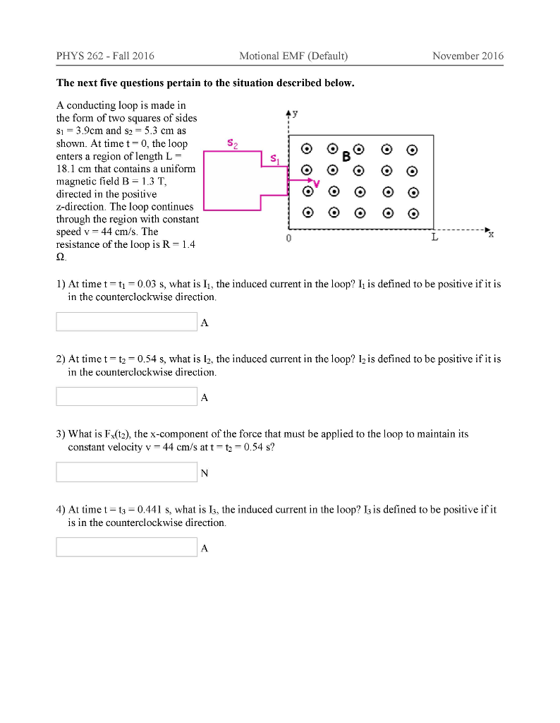 Solved A conducting loop is made in the form of two squares | Chegg.com