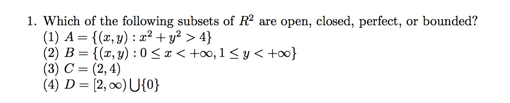 Solved Which of the following subsets of R2 are open, | Chegg.com