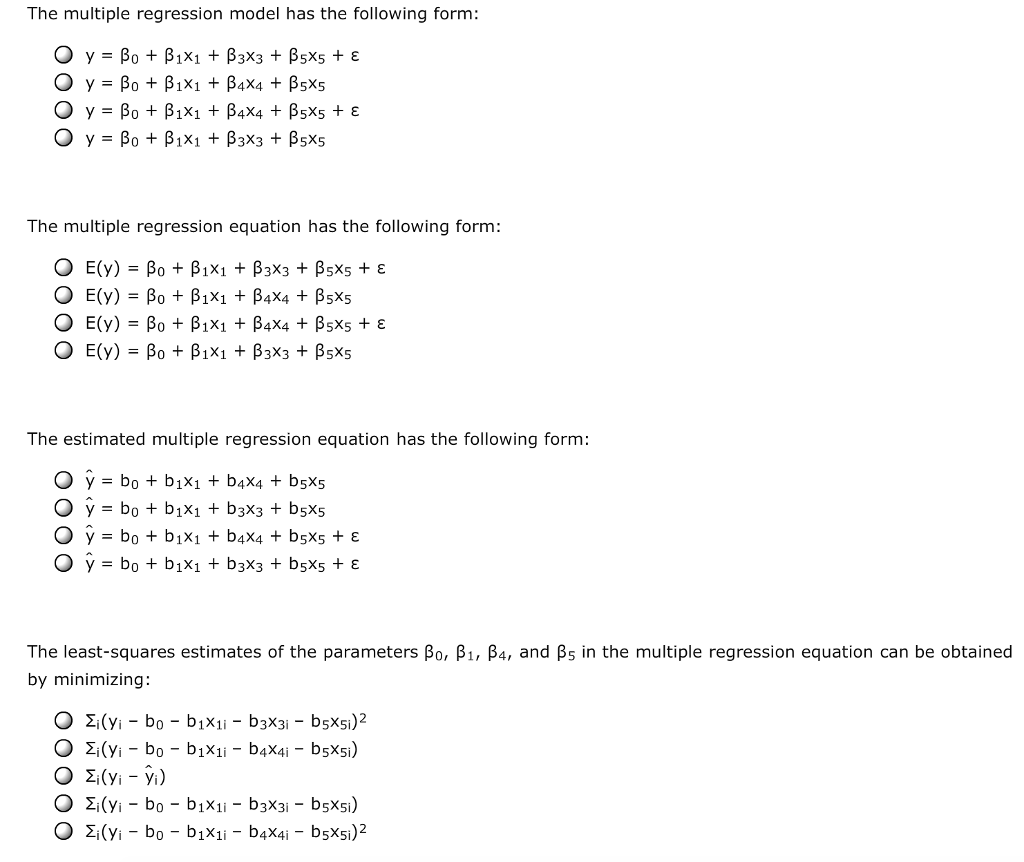 Solved 1. Multiple regression model and the least-squares | Chegg.com