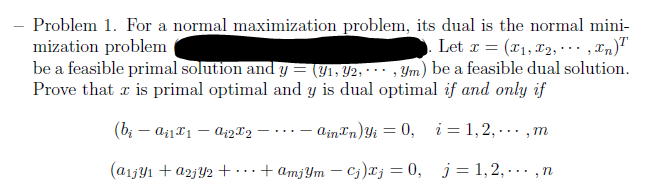 For a normal maximization problem, its dual is the | Chegg.com