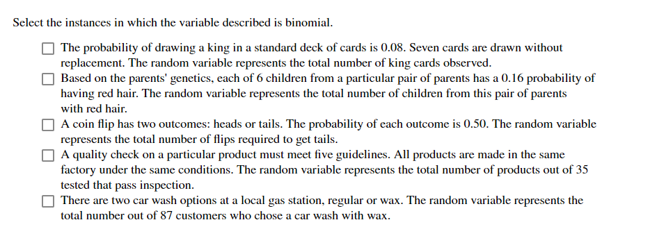 Solved Select the instances in which the variable described | Chegg.com
