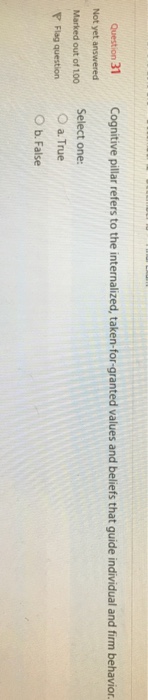 Solved Cognitive pillar refers to the internalized, | Chegg.com