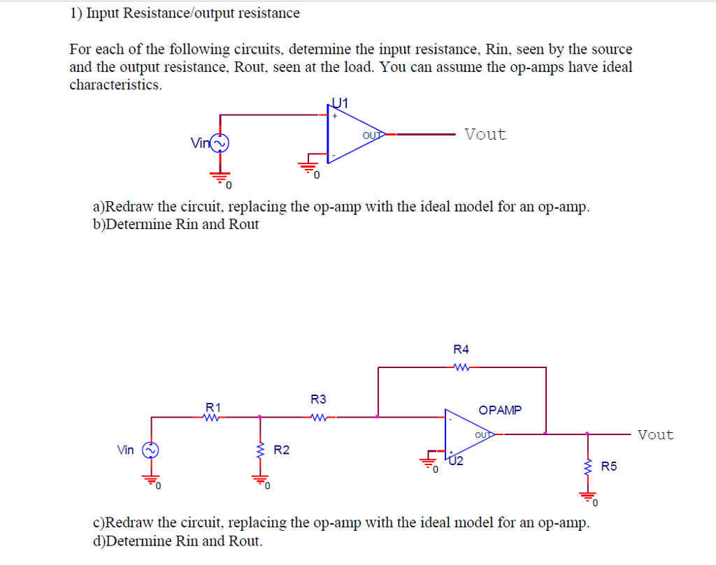 Solved Input Resistance/output resistance For each of the | Chegg.com