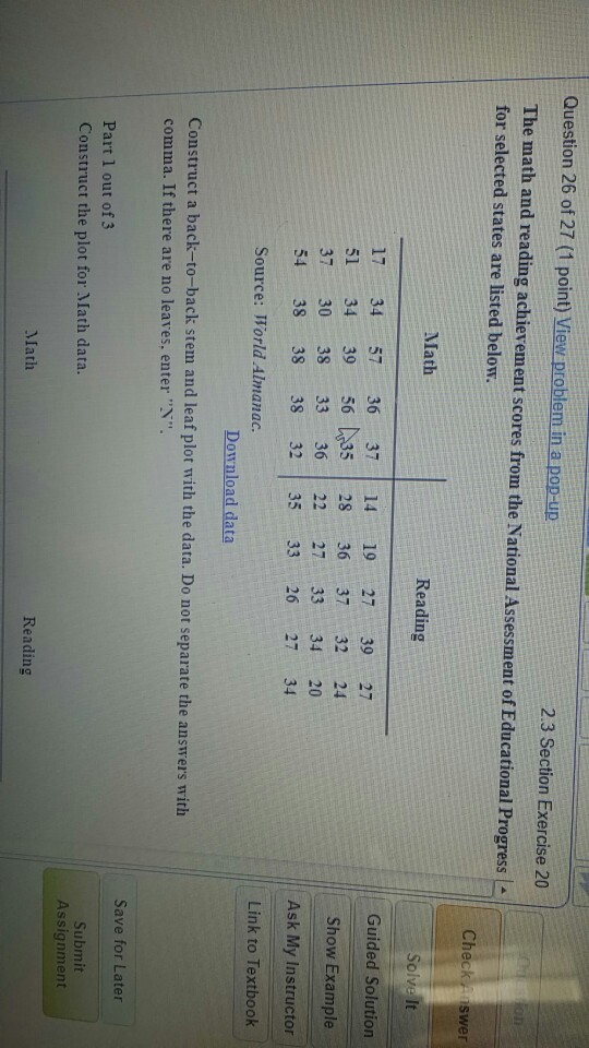 Solved Question 26 of 27 (1 point) View problem in a pop-up | Chegg.com