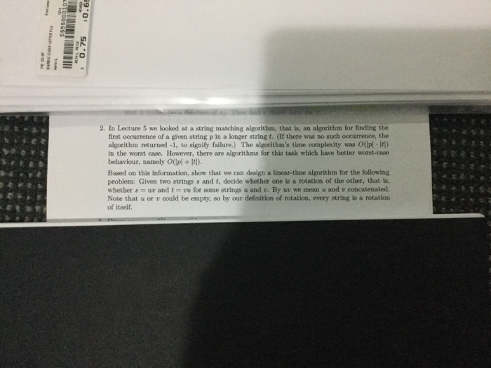 Solved In Lecture 5 We Looked At String Matching Algorithm