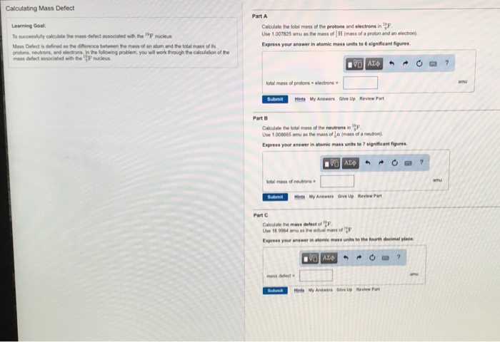 Solved To successfully calculate the mass defect associated | Chegg.com