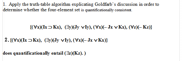 Solved Apply the truth-table algorithm explicating | Chegg.com