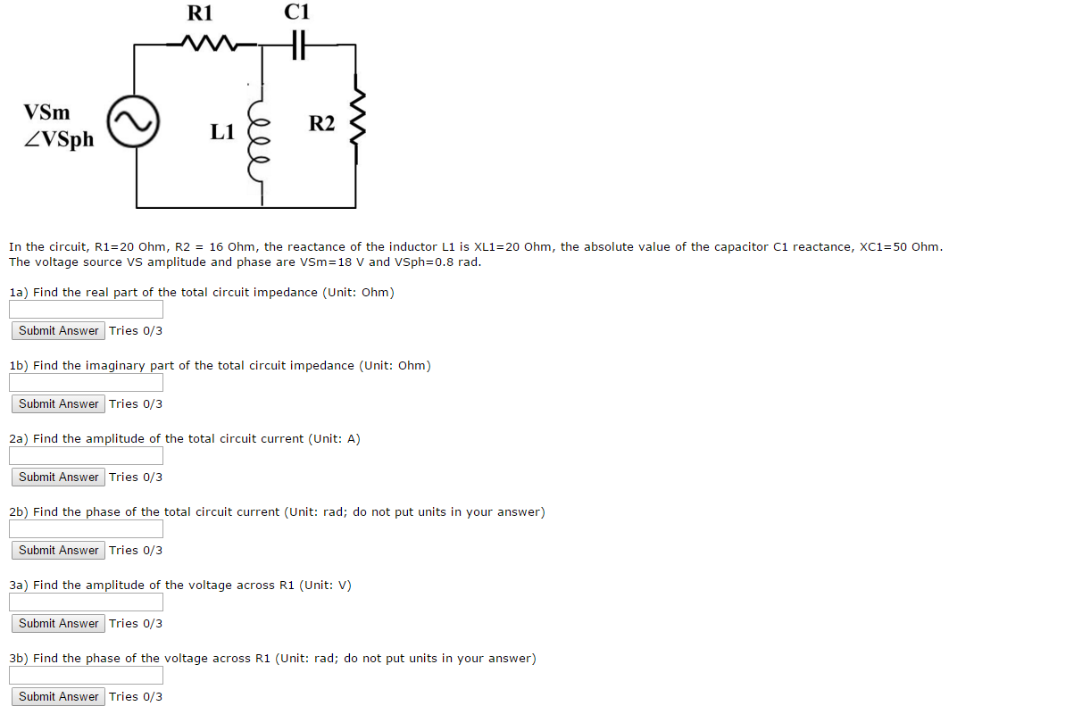 Solved R1 C1 VSm ZVSph L1 R2 In the circuit, R1=20 Ohm, R2 = | Chegg.com