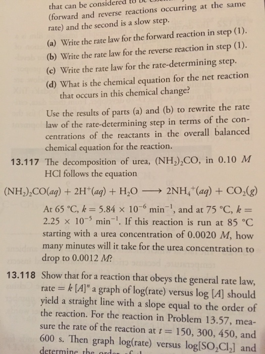 Write the rate law for the forward reaction in step | Chegg.com