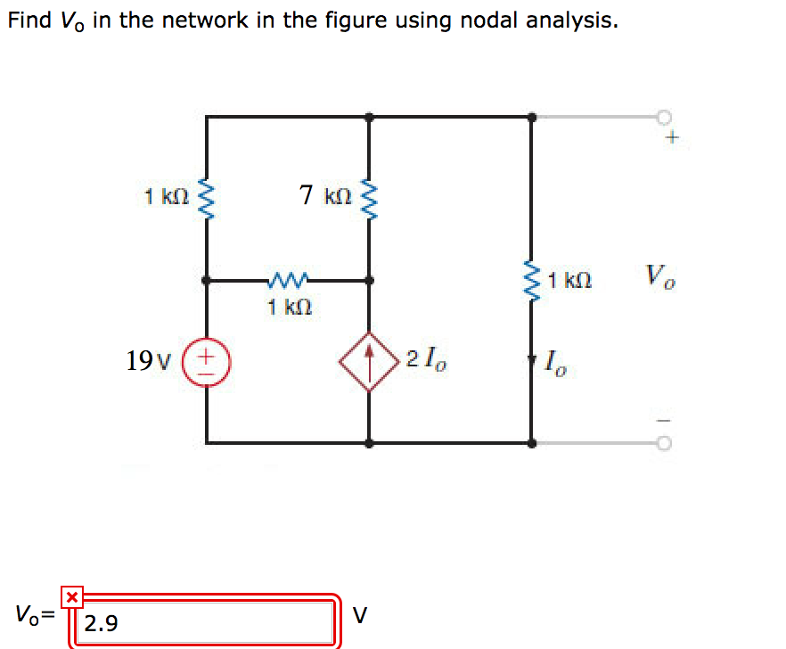 Solved Find V_o in the network in the figure using nodal | Chegg.com