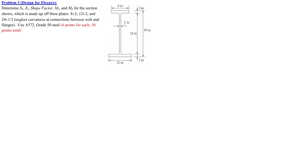 Solved Problem 3 Design for Flexure) Determine S,, Z, Shape | Chegg.com
