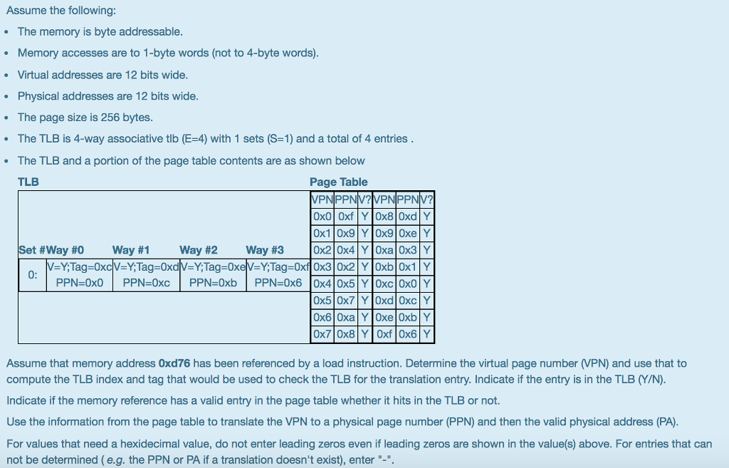 Solved Assume The Following The Memory Is Byte Addressable