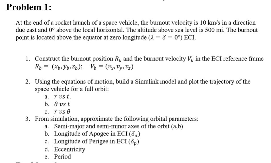 Solved Problem 1: At the end of a rocket launch of a space | Chegg.com