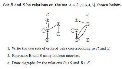 Solved Let R and S be relations on the set A = {1,2,3,4,5} | Chegg.com