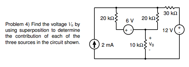 Solved Find the voltage V0 by using superposition to | Chegg.com
