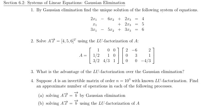 Solved Section 6.2: Systems of Linear Equations: Gaussian | Chegg.com