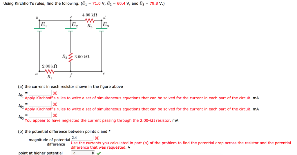 Solved Using Kirchhoff's rules, find the following. (E. = | Chegg.com