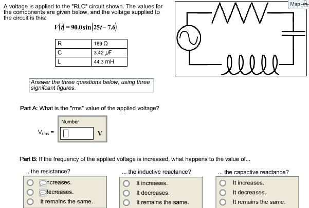 Solved Map A voltage is applied to the "RLC circuit shown. | Chegg.com
