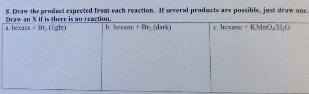 Solved 8. Draw the product expected from each reaction. If | Chegg.com