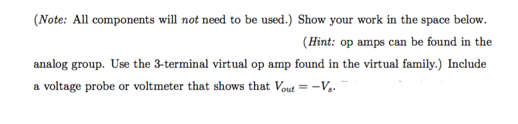 Solved 2. Design a unity gain (gain-V1 2. Design a unity | Chegg.com