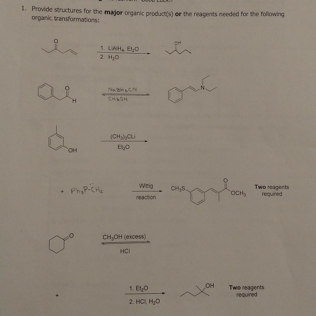 Solved 1. Provide struct ures for the major organic | Chegg.com