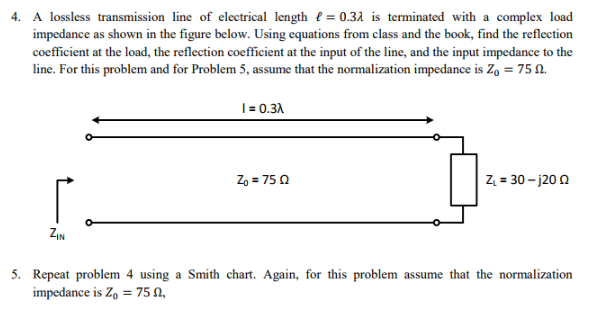 Solved A lossless transmission line of electrical length l = | Chegg.com