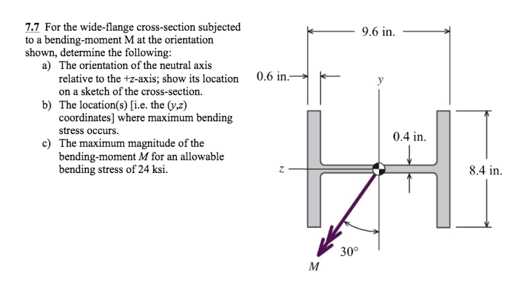 For the wide-flange cross-section subjected to a | Chegg.com